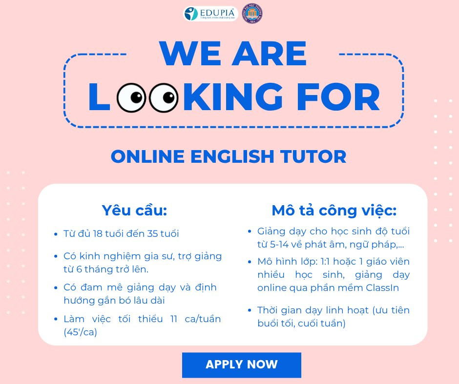 [EDUPIA x TMU] SINH VIÊN TMU– SẴN SÀNG TRỞ THÀNH ONLINE ENGLISH TUTOR? | tmu.edu.vn